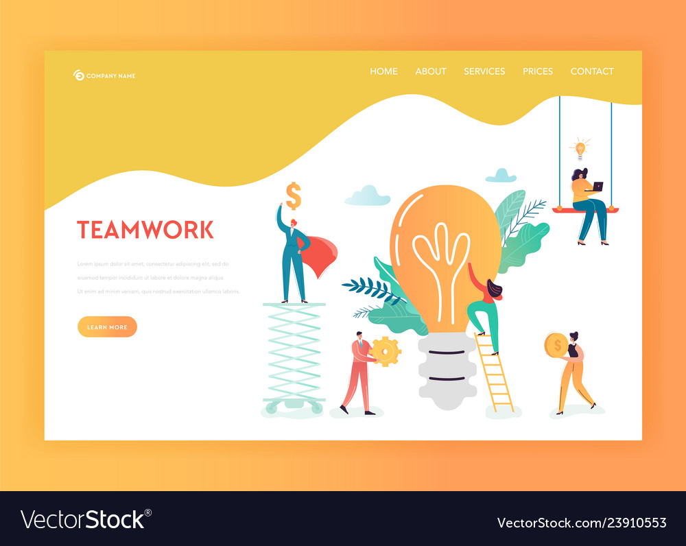 Business people teamwork concept landing page Vector Image Business people teamwork concept landing page Vector Image