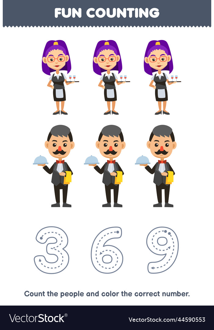 Education game for children count the pictures Vector Image