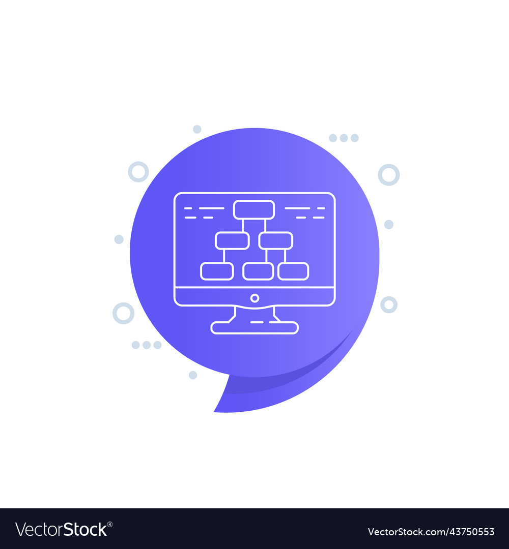 Flow chart in computer line icon Royalty Free Vector Image