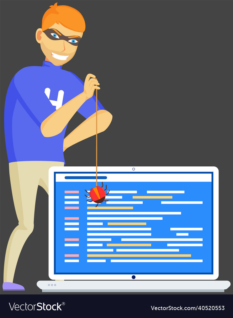 Hacker attack breaks into computer cyber Vector Image