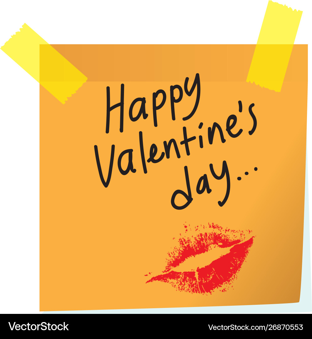 Happy valentines day notes on sticky paper Vector Image