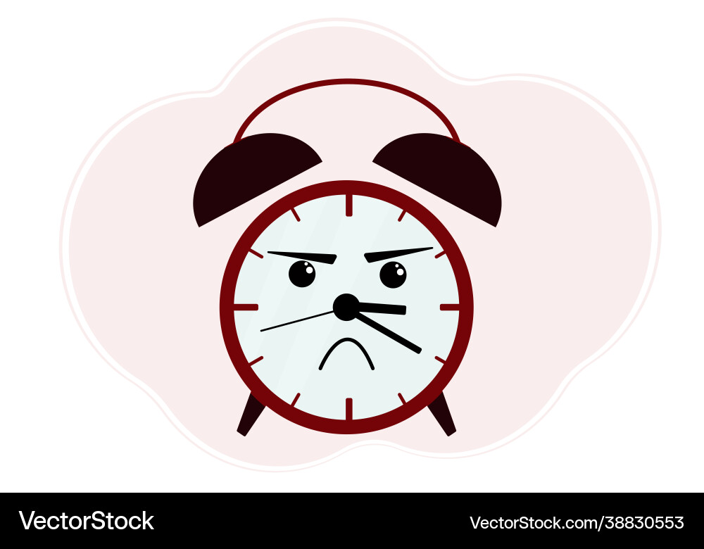 Red alarm clock with angry emotion Royalty Free Vector Image