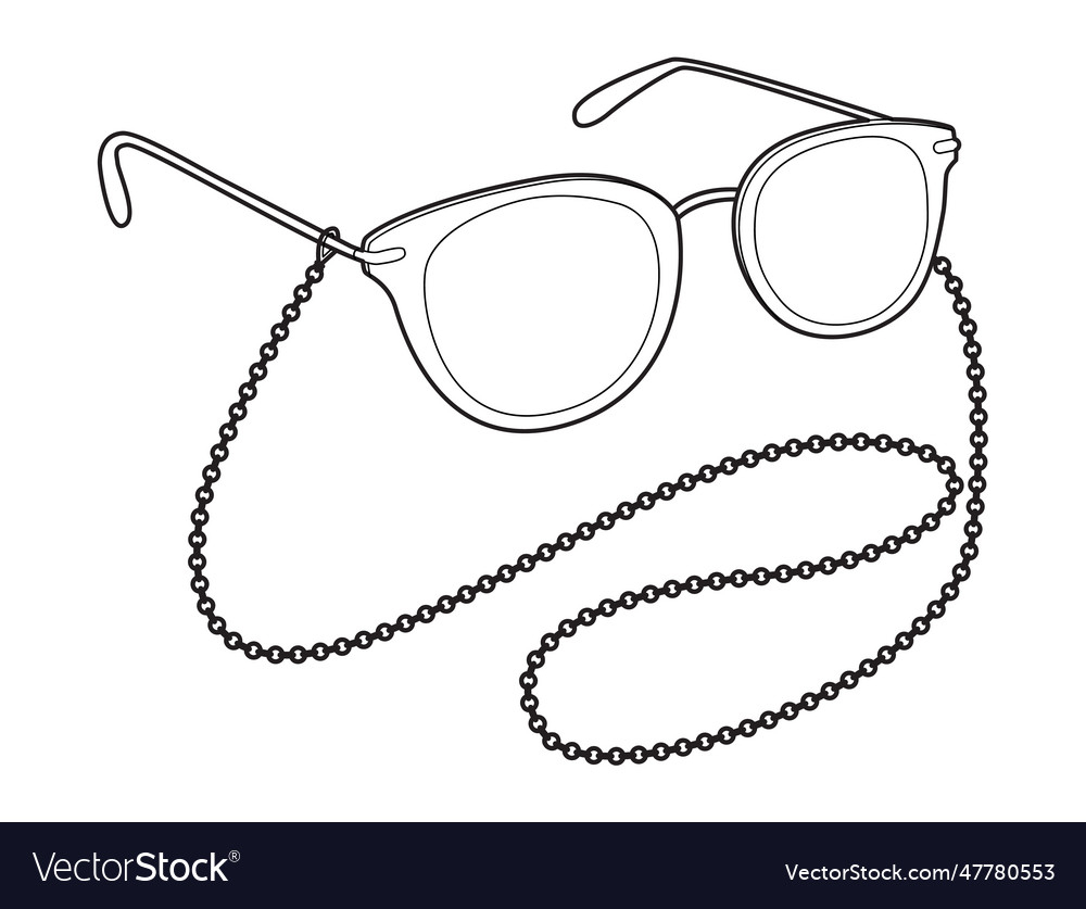 Round Frame Glasses With Chain Fashion Accessory Vector Image