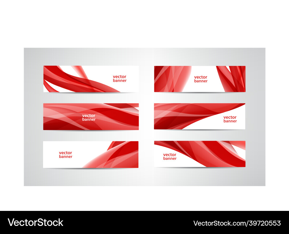 Set of abstract silk wavy headers red Royalty Free Vector