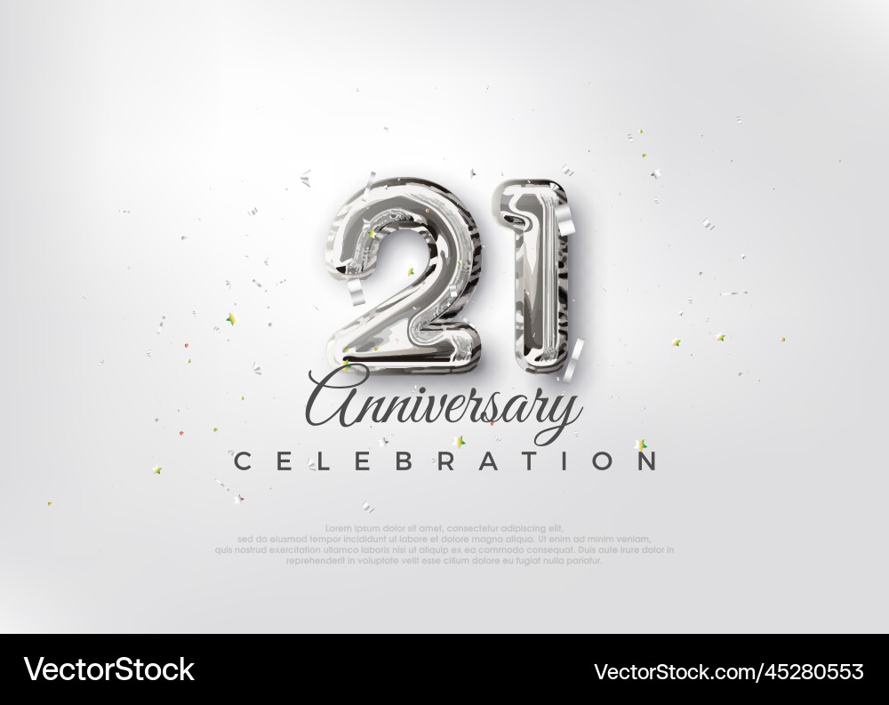 Silver balloon number premium 21st anniversary Vector Image
