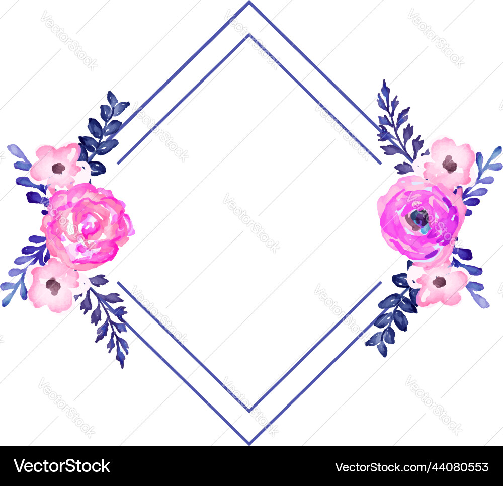 Watercolor flower frame invitation wedding Vector Image