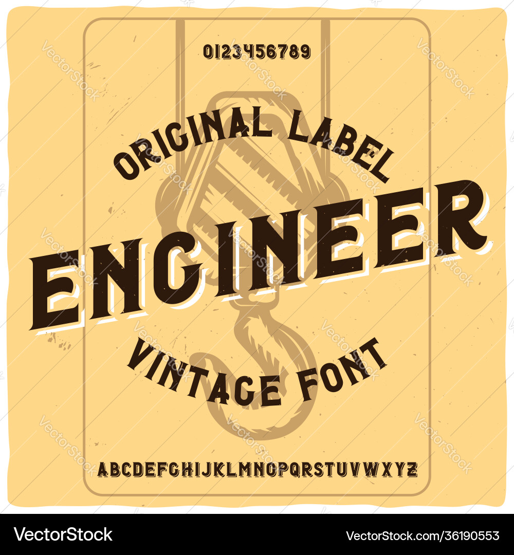 With crane on background good handcrafted font Vector Image