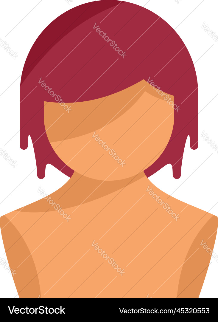 Young wig icon flat hairstyle short Royalty Free Vector