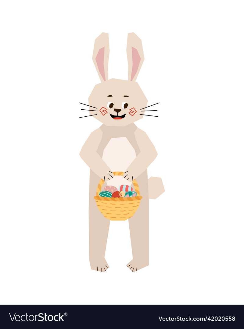 A Cheerful Cartoon Rabbit With Ears Sticking Up Vector Image