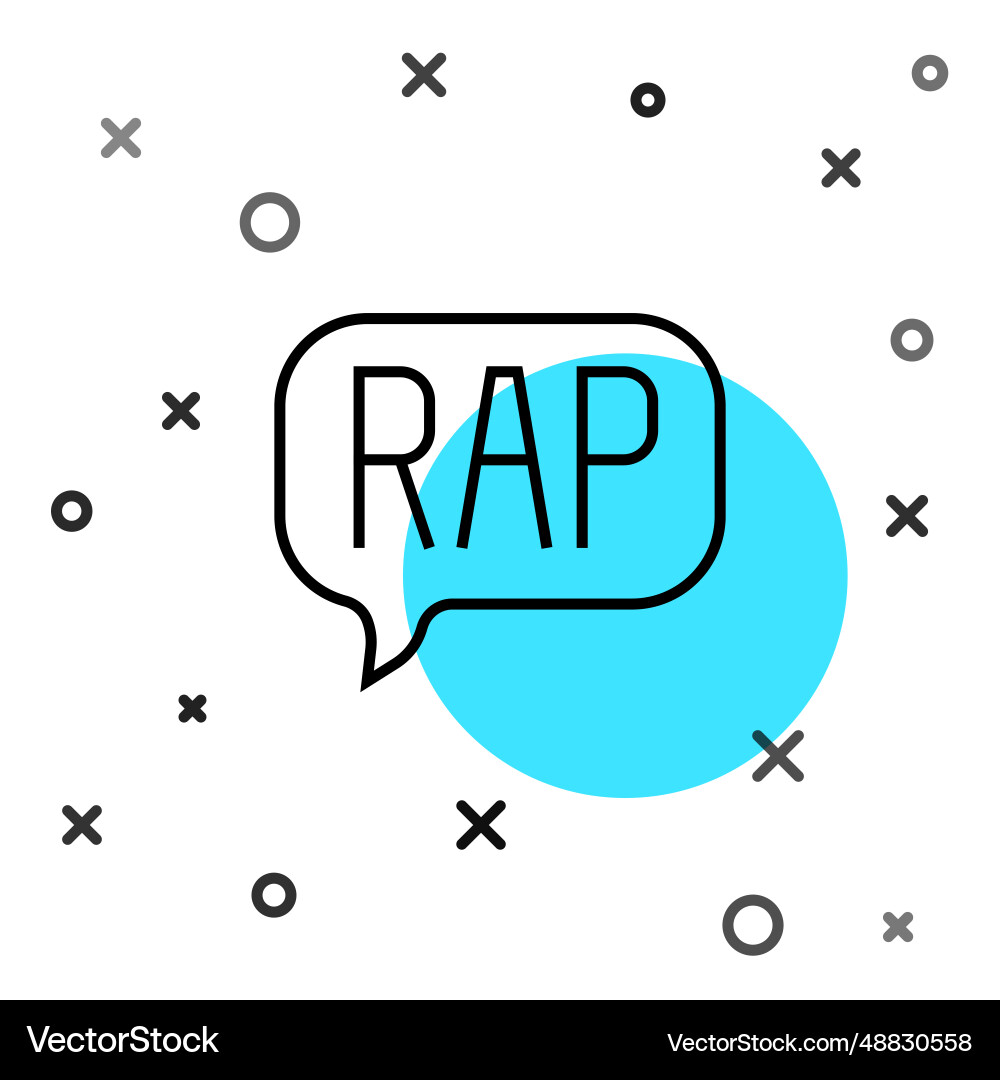 Black line rap music icon isolated on white Vector Image