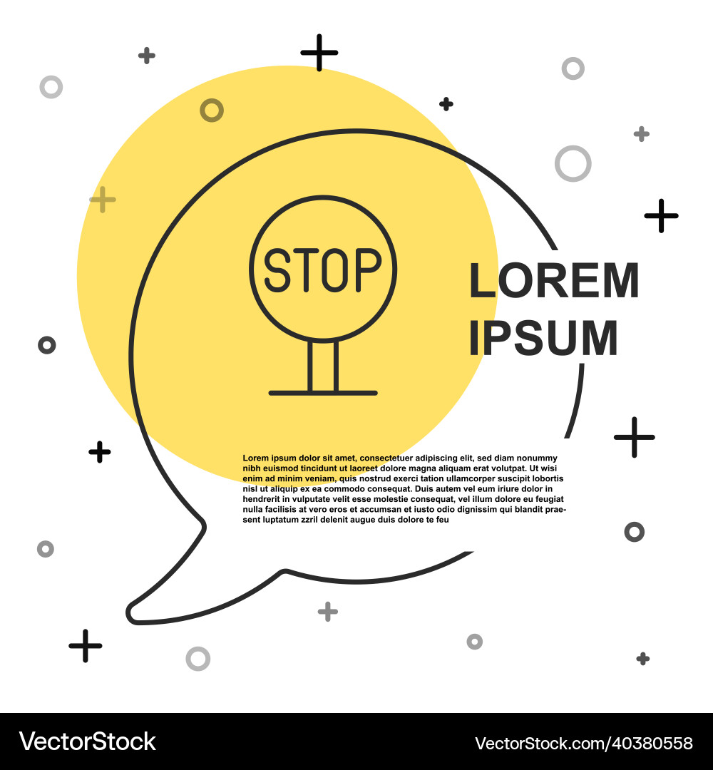 Black line stop sign icon isolated on white Vector Image