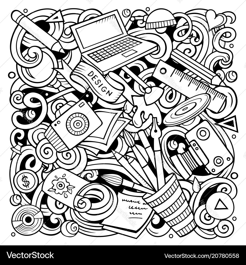 Cartoon doodles art and design Royalty Free Vector Image