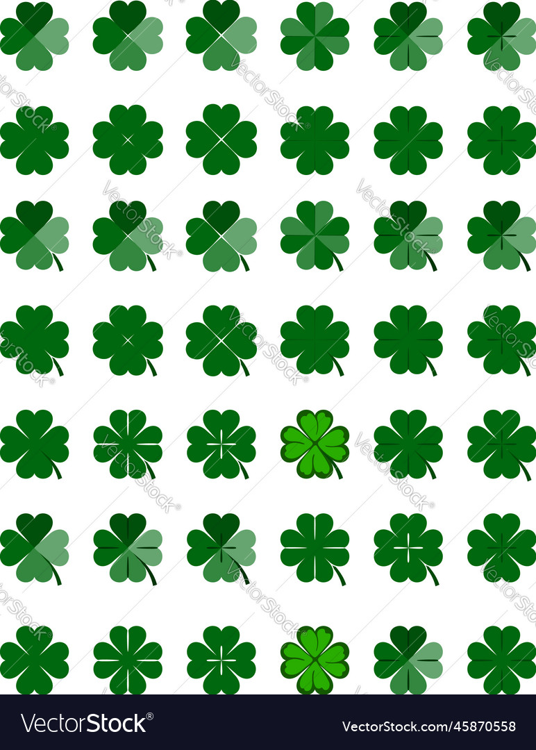 Four-leaf shamrock clover set Royalty Free Vector Image