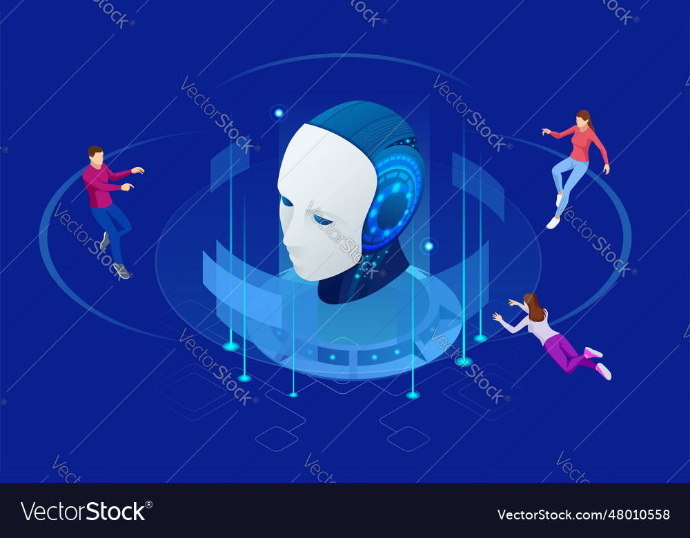 Isometric artificial intelligence knowledge Vector Image