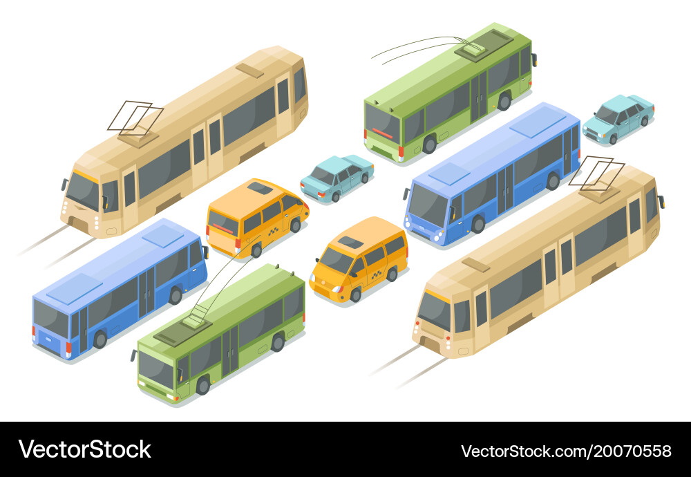 Isometric public and passenger transport Vector Image