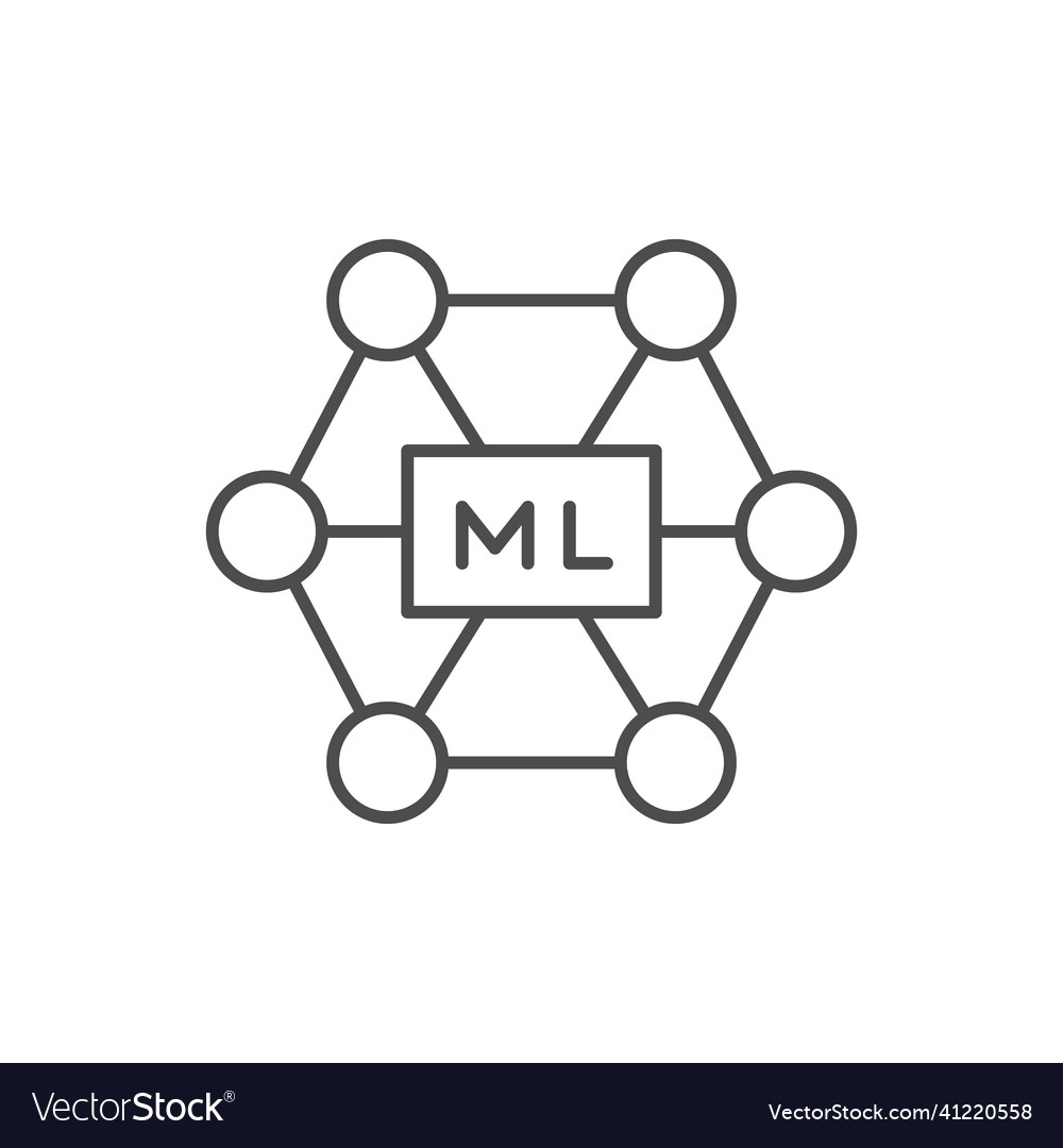 Machine learning line outline icon Royalty Free Vector Image