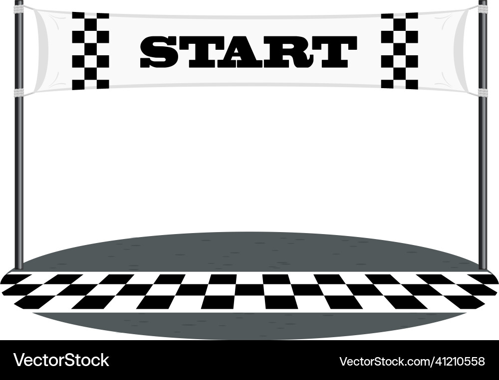 Race line with start banner isolated Royalty Free Vector