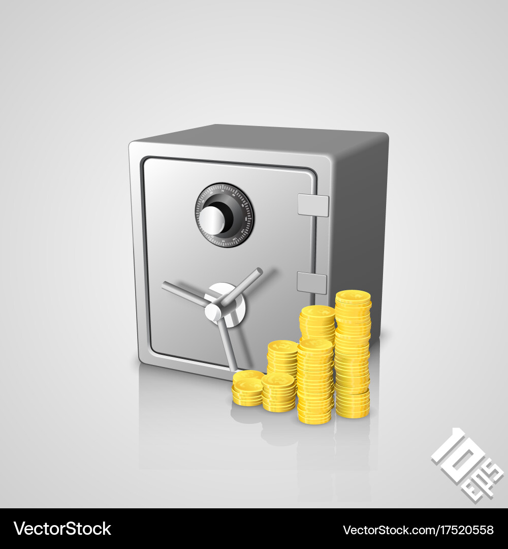 Safe pile of coins Royalty Free Vector Image - VectorStock