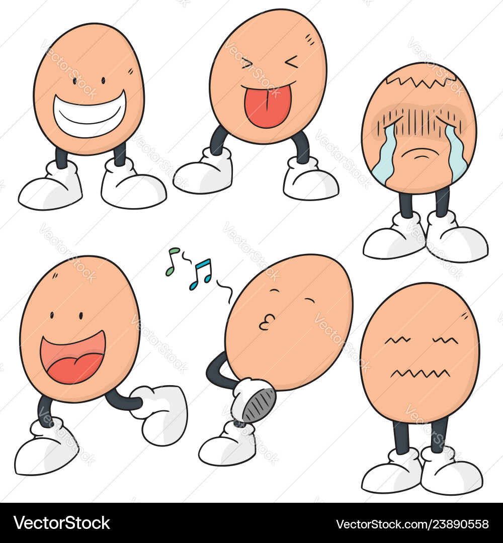 Set of egg cartoon Royalty Free Vector Image - VectorStock