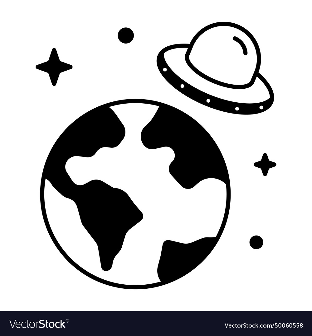 Space and planets linear icon Royalty Free Vector Image