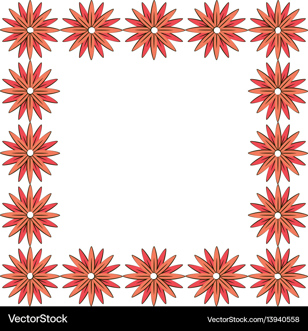 Square border flowers decoration Royalty Free Vector Image