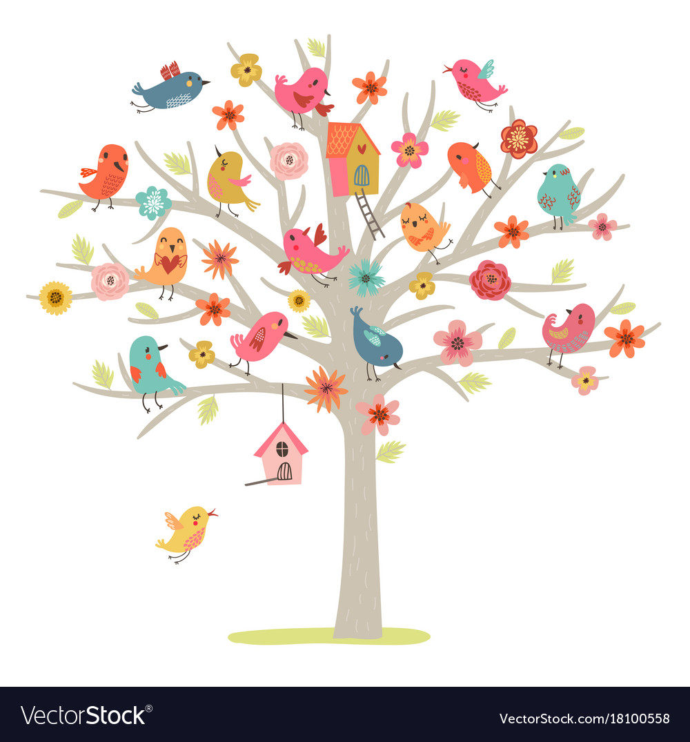 Tree and birds Royalty Free Vector Image - VectorStock