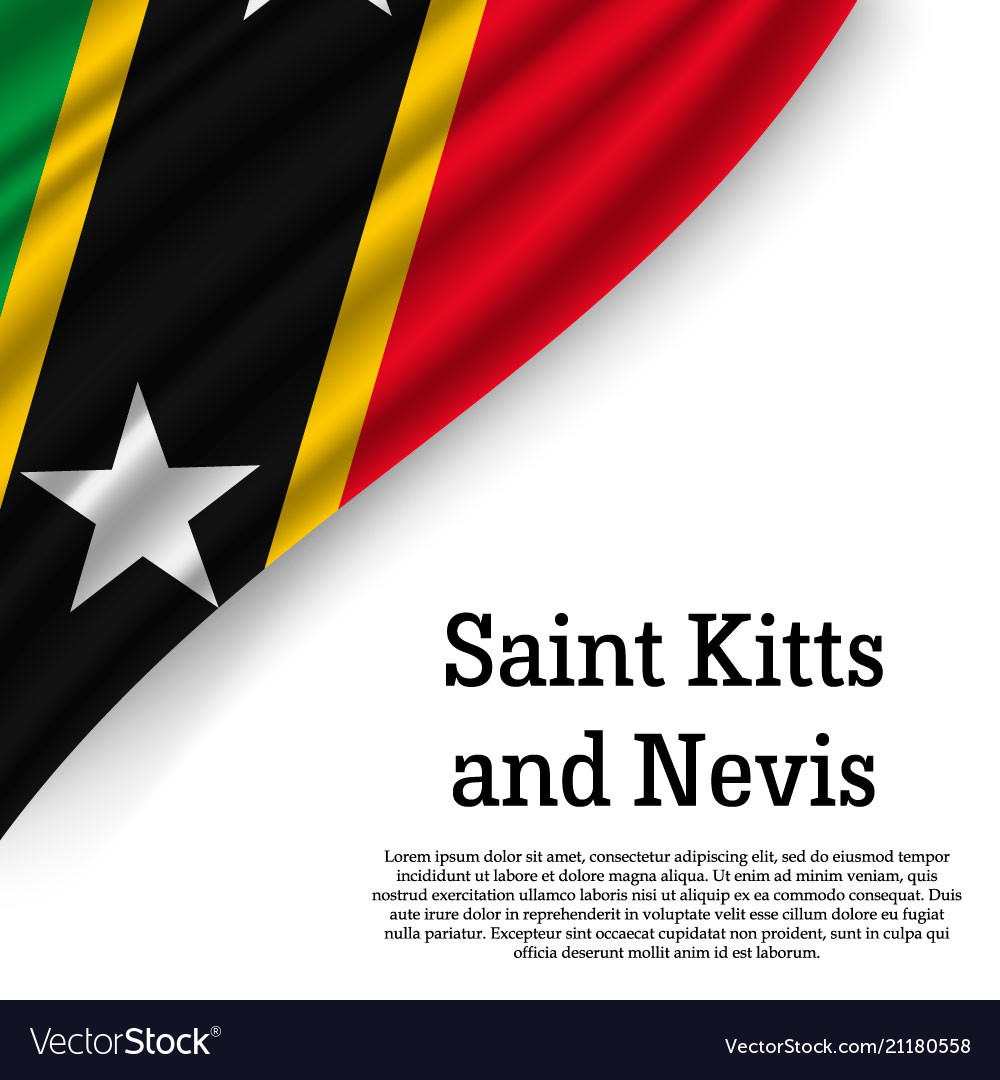 Waving flag of saint kitts and nevis Royalty Free Vector