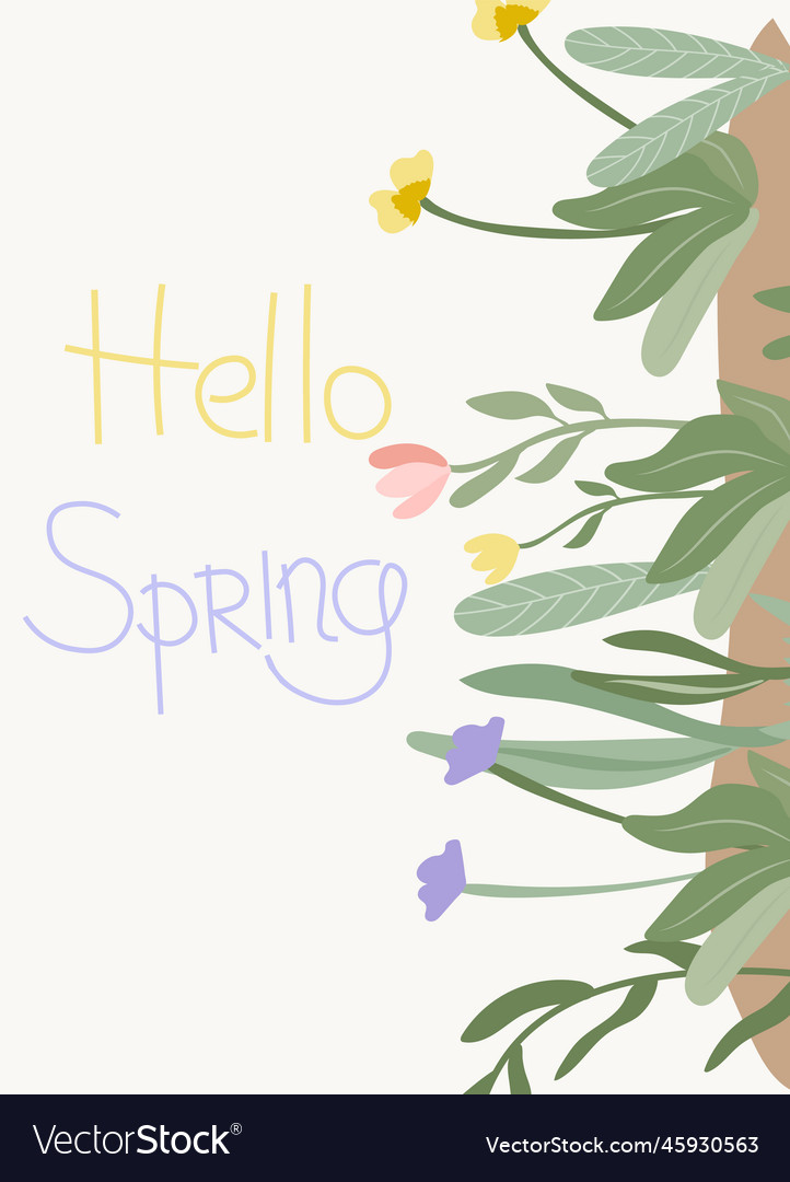 A bright composition with spring flowers green Vector Image