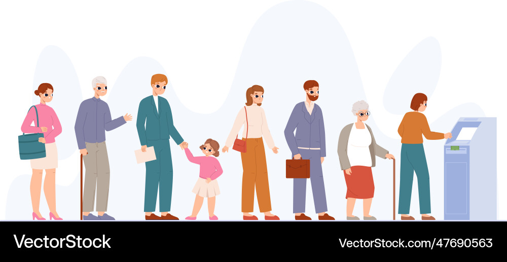 Atm people queue person wait bank service Vector Image
