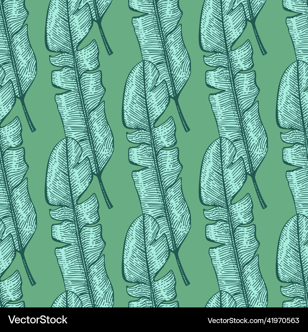 Banana leaves seamless patternvintage tropical Vector Image
