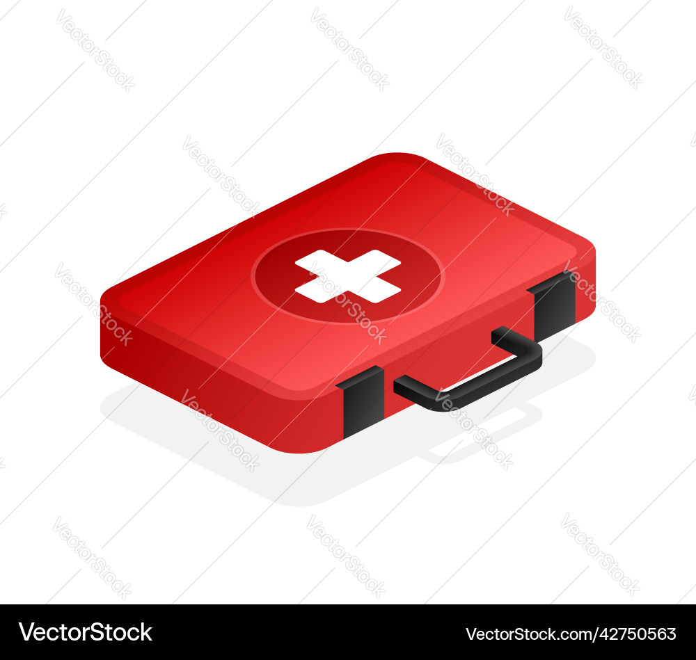 Cartoon icon with red first aid on white Vector Image