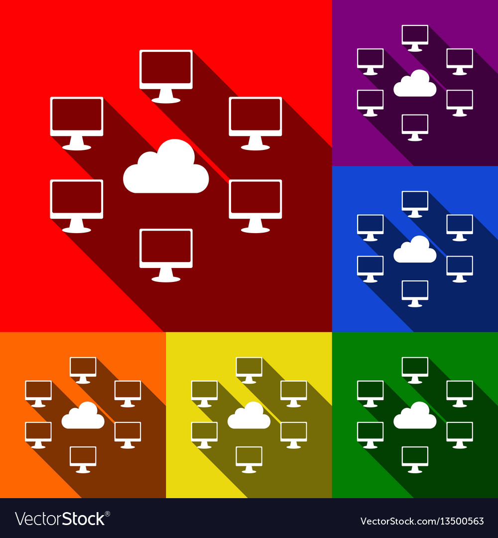 Computers network sign set icons Royalty Free Vector Image