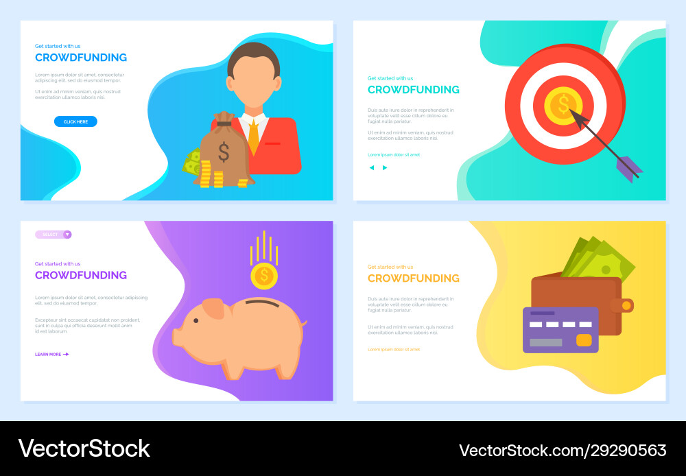 Crowdfunding money and target aim wallet web Vector Image