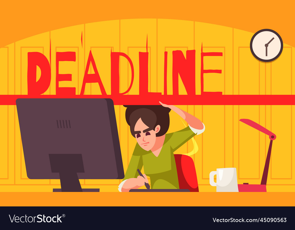 Deadline cartoon concept Royalty Free Vector Image Deadline cartoon concept Royalty Free Vector Image
