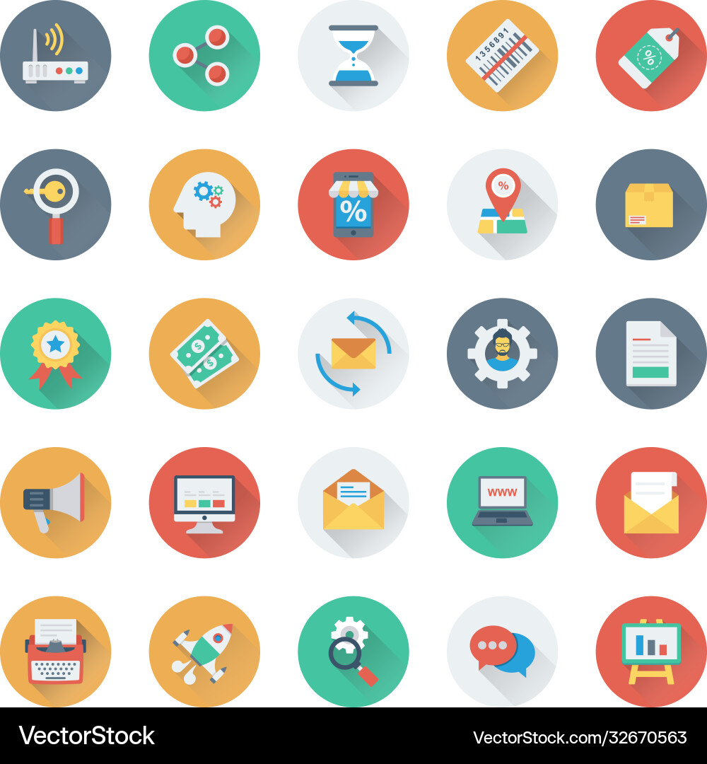 Digital marketing colored icons 1 Royalty Free Vector Image