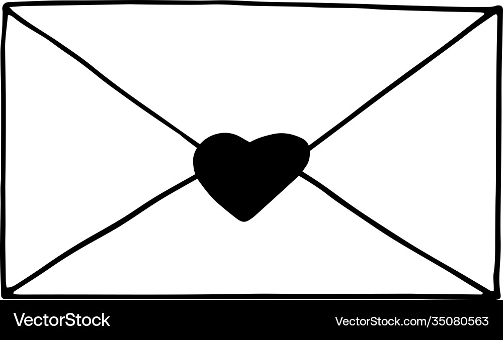 Envelope with heart icon sticker sketch hand Vector Image
