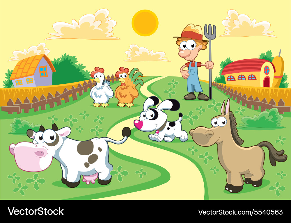 Farm Family with background Royalty Free Vector Image