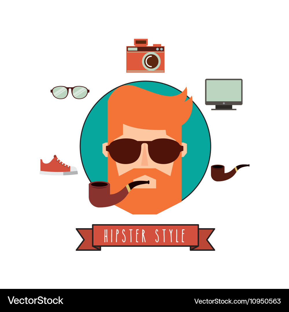 Male avatar with hipster style Royalty Free Vector Image