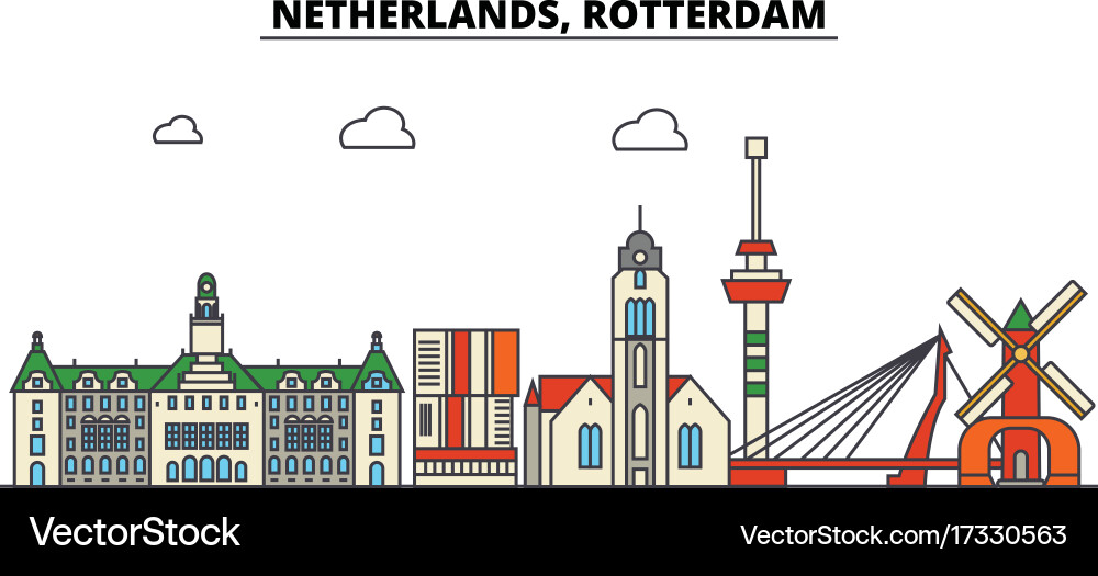 Netherlands rotterdam city skyline architecture Vector Image