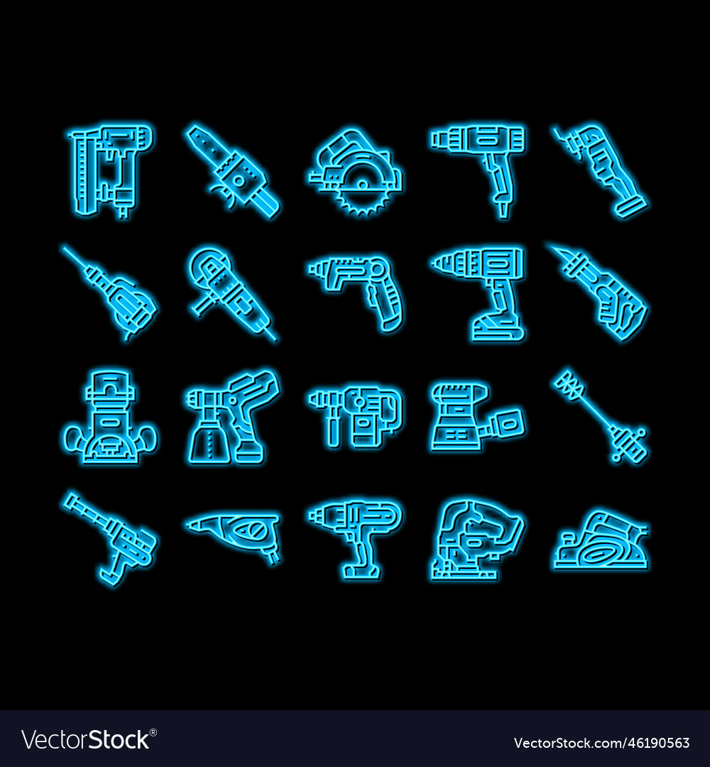Tools for building and repair neon glow icon Vector Image