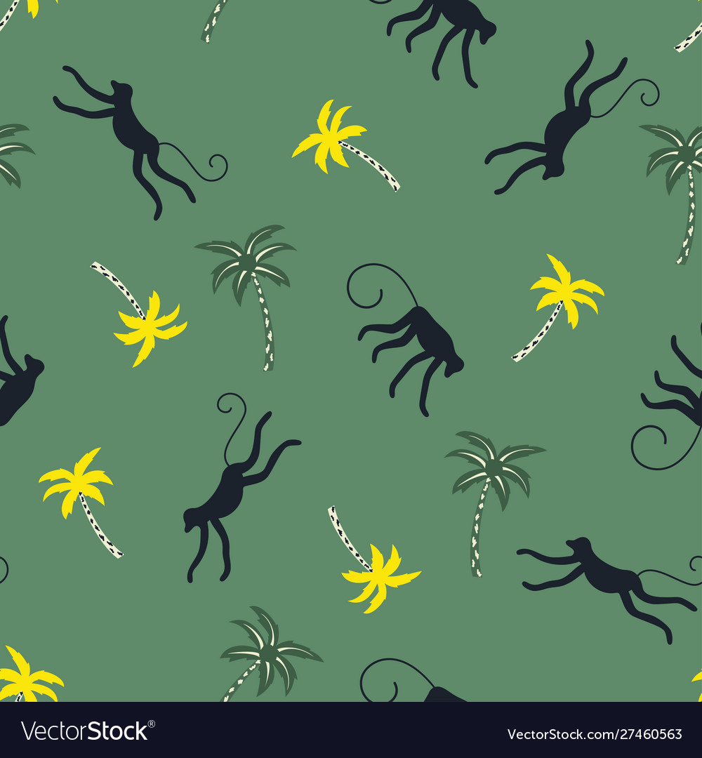 Tropical seamless monkey pattern Royalty Free Vector Image