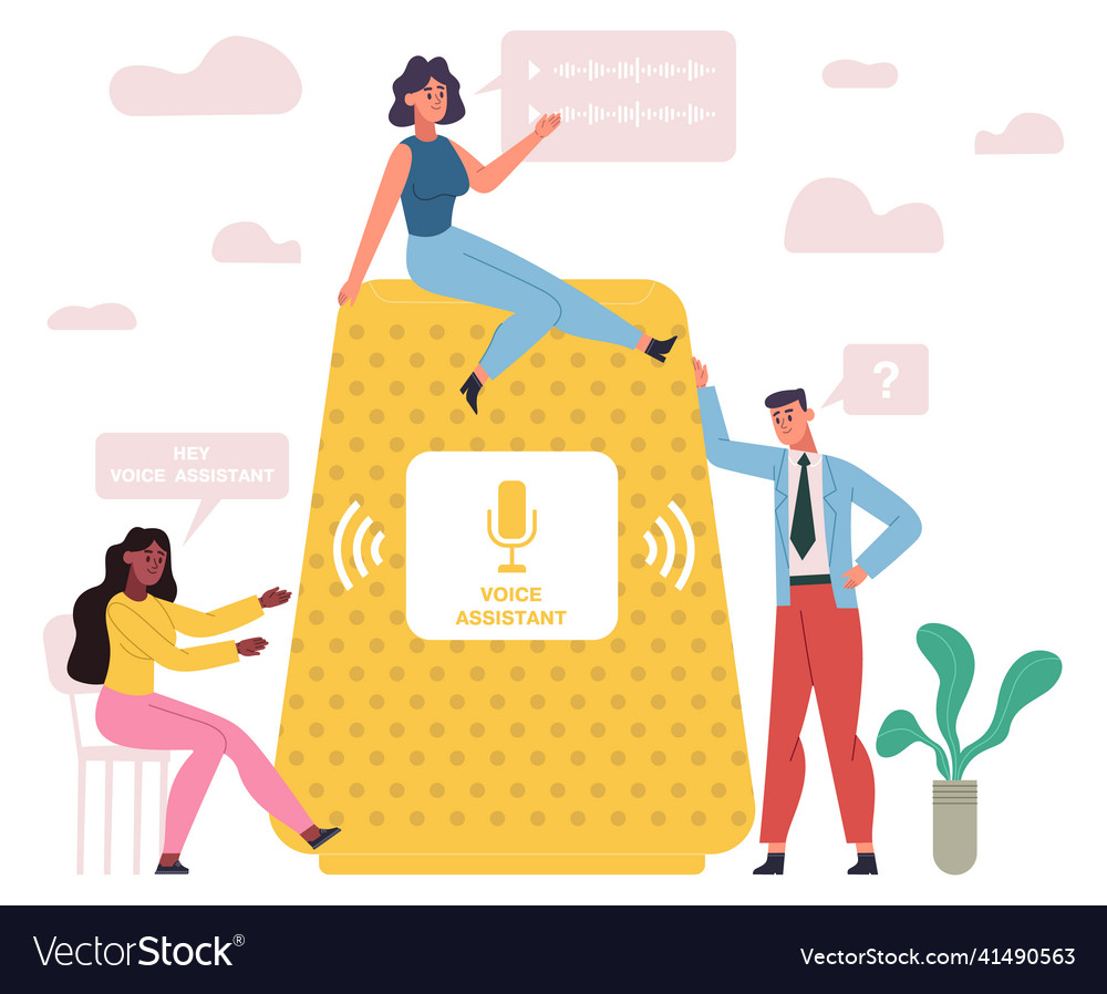 Voice command assistant digital smart speaker Vector Image