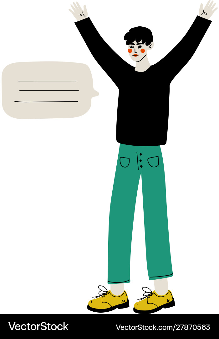 Young man communicating with speech bubble flat Vector Image