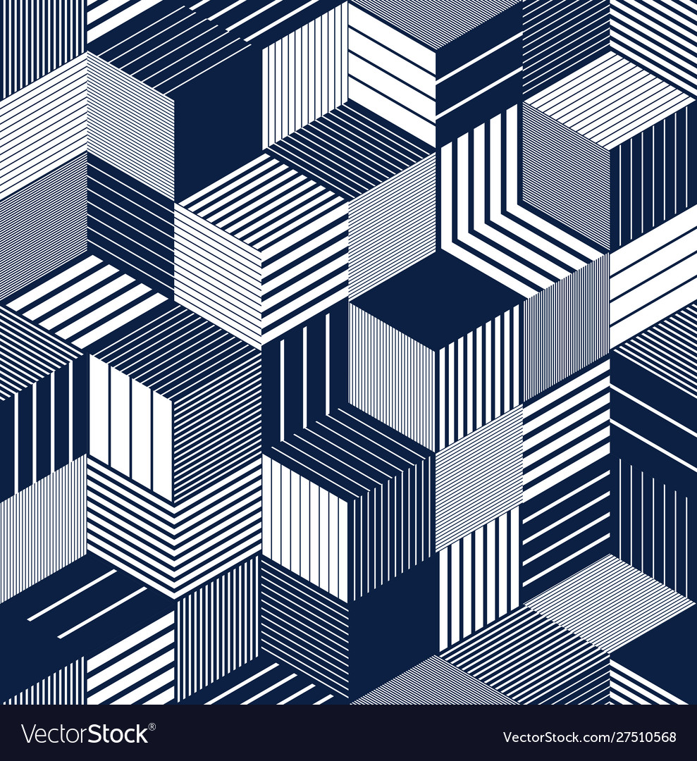 3d cubes seamless pattern background lined Vector Image