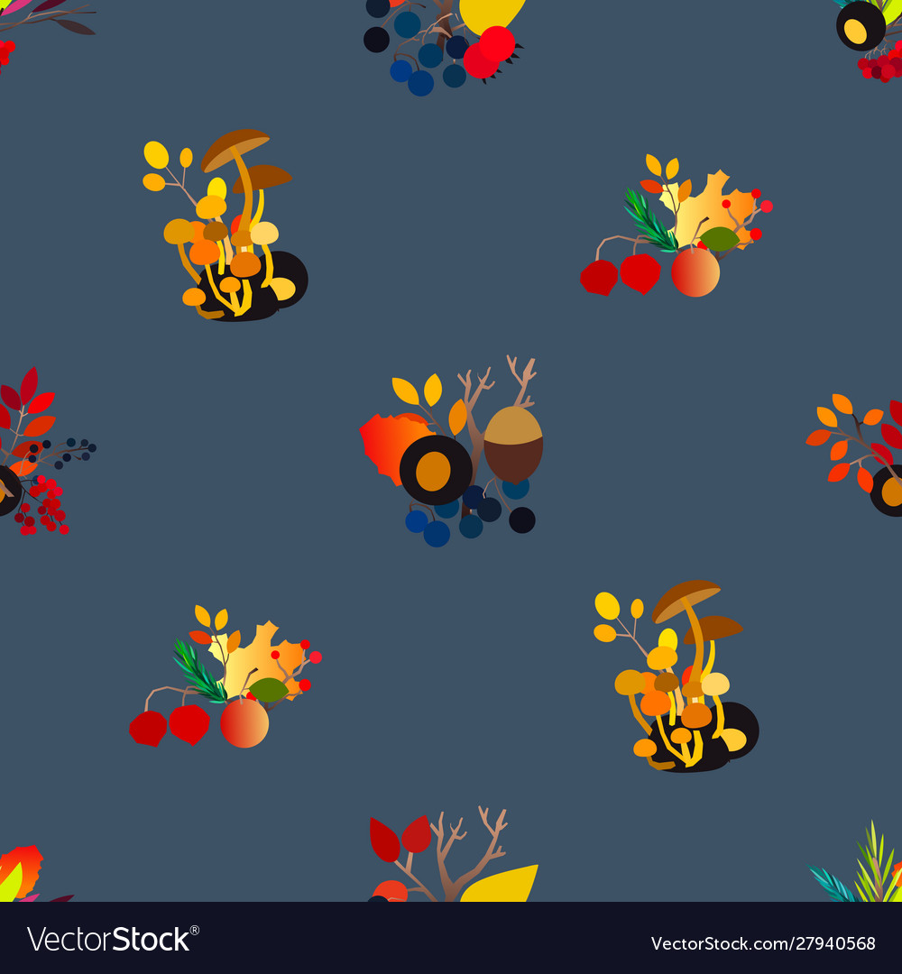 Autumn seamless pattern with berries Royalty Free Vector