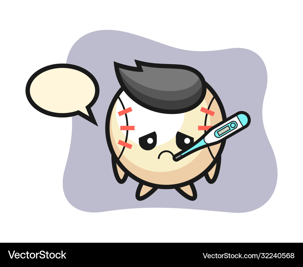 Baseball cartoon with fever condition Royalty Free Vector