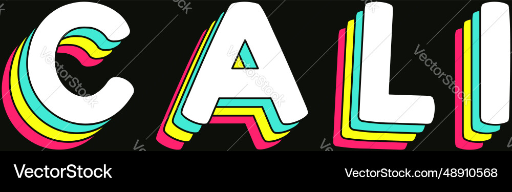 Cali - retro rainbow typography faded style Vector Image