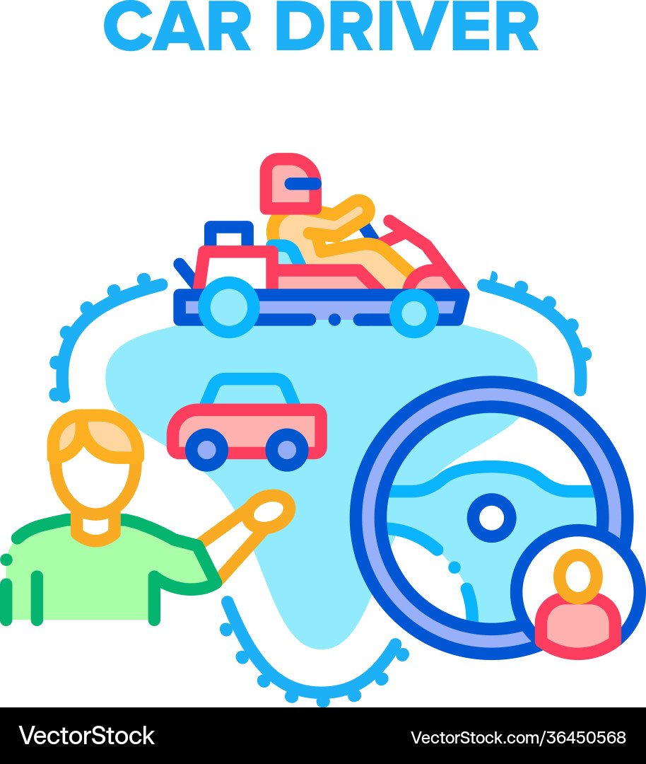 Car driver racer concept color Royalty Free Vector Image