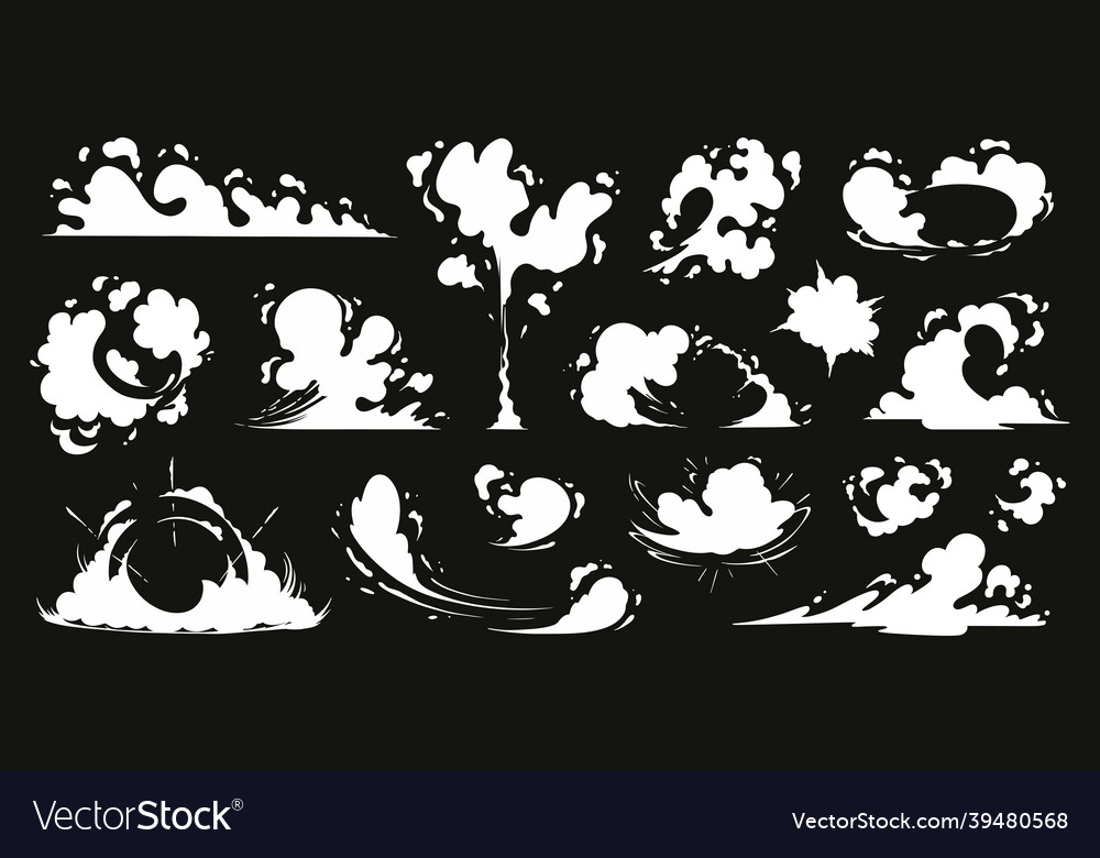 Comic explosion effect set dust smoke Royalty Free Vector