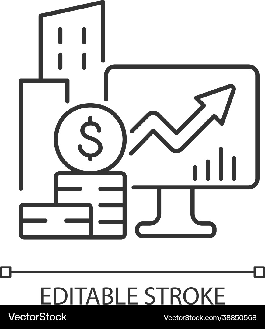 Company stocks linear icon Royalty Free Vector Image